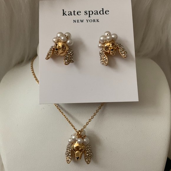 kate spade | Jewelry | Kate Spade Poodles Poms Necklace Earrings Set In ...